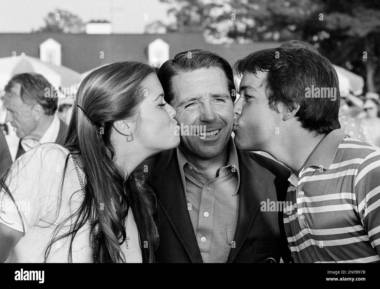 Gary Player is kissed by his daughter, Jennifer, left, and his son ...