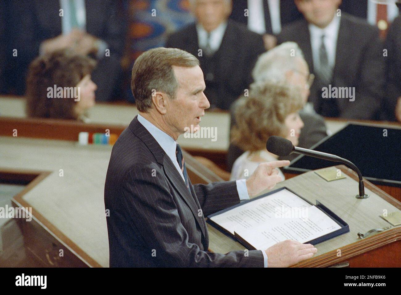 President George Bush makes a point during his State of the Union ...