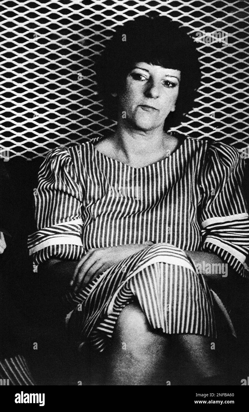 Convicted child killer Genene Jones being transported in a prison van ...