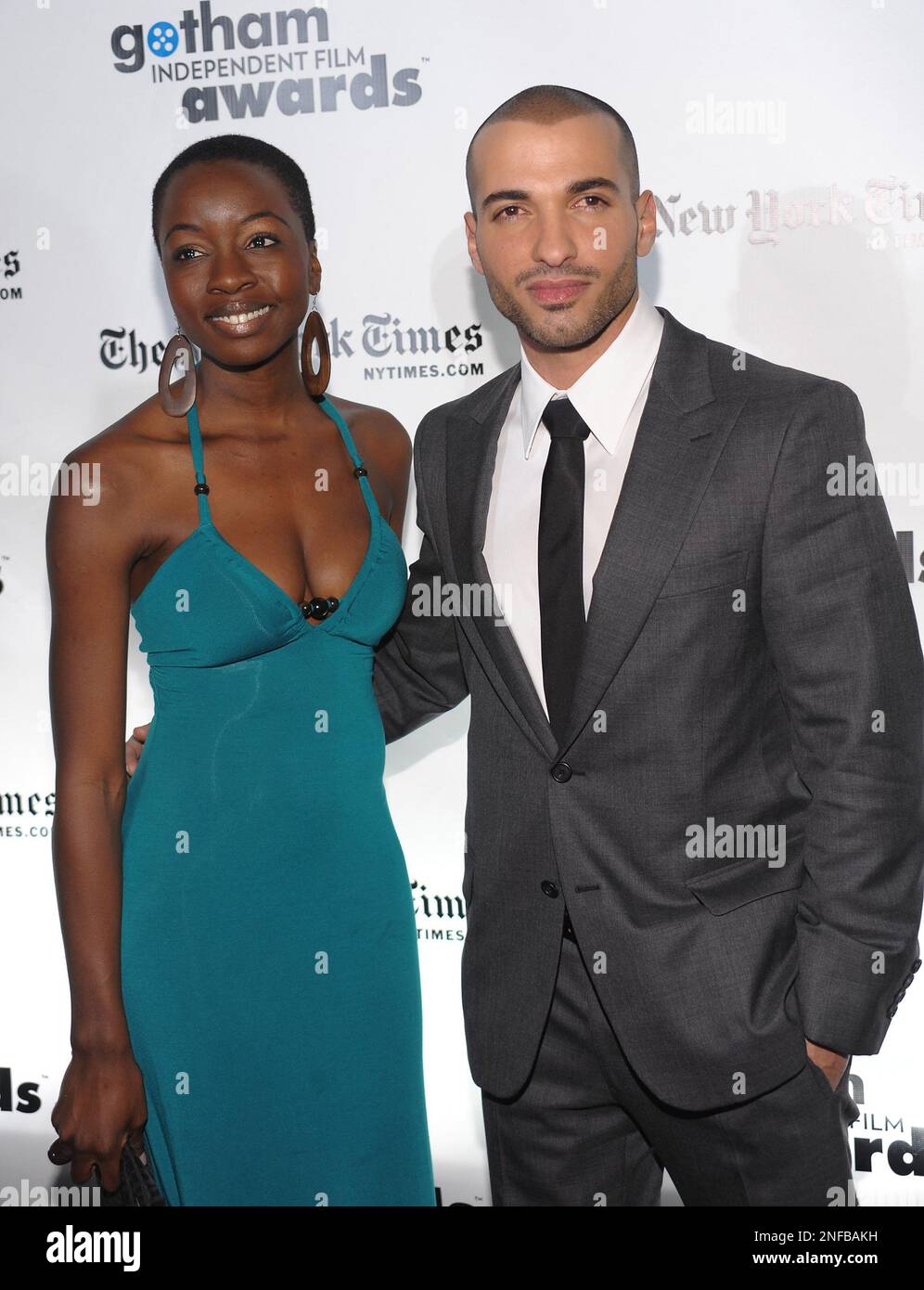 Actors Danai Gurira, left, and Haaz Sleiman attend the Gotham ...