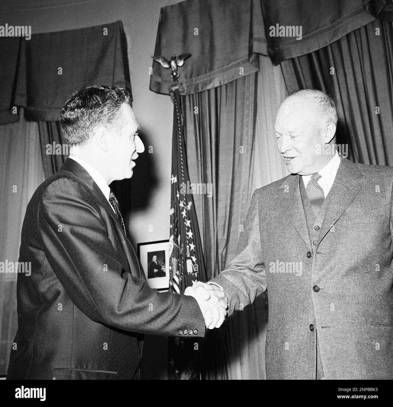 President Dwight Eisenhower greets Sam Shaikewitz, national commander ...