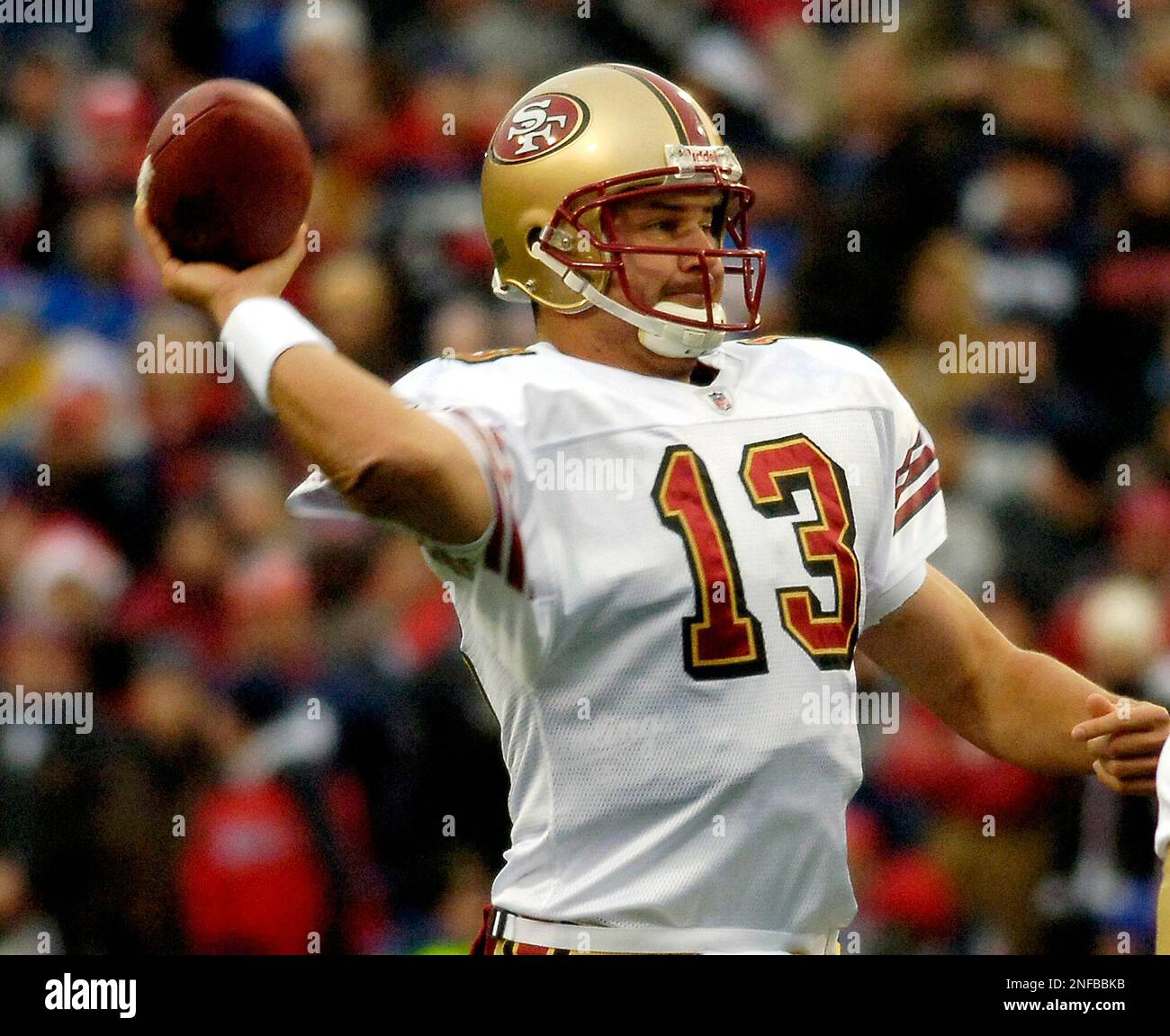 San Francisco quarterback Shaun Hill throws the ball in an NFL football ...