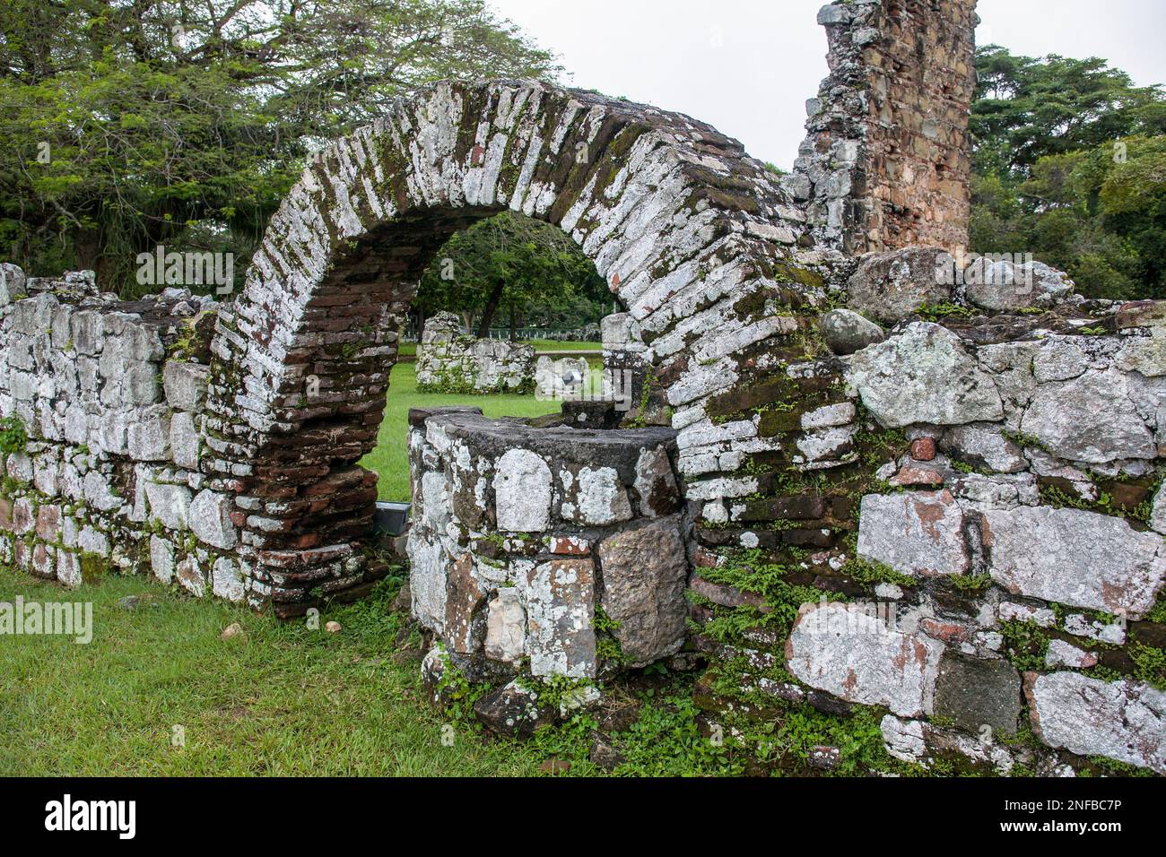 Ruins of the Casas Terrín in the ruins of Panama Viejo or Old Panama ...