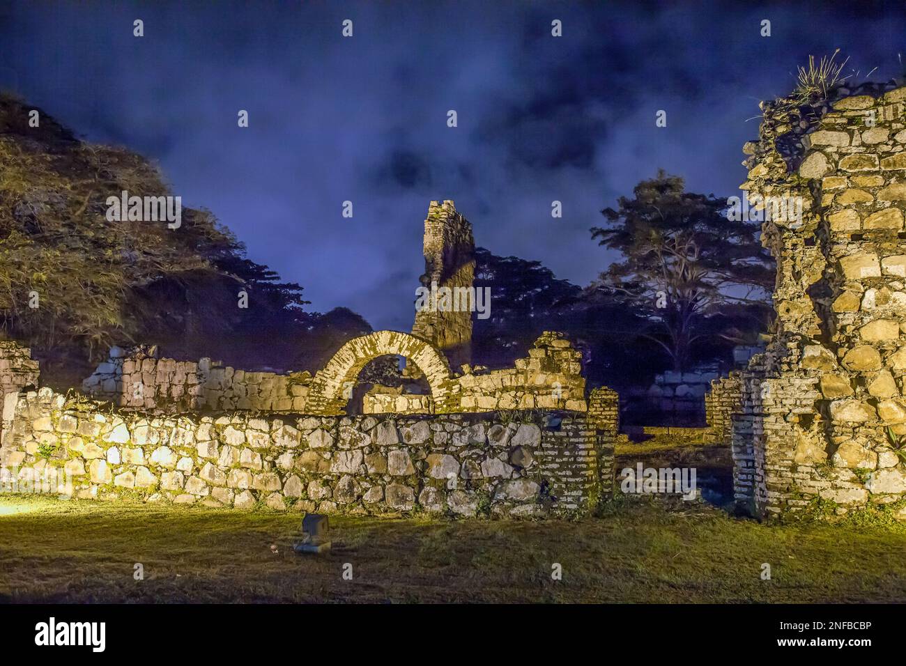 Ruins of the Casas Terrín in the ruins of Panama Viejo or Old Panama ...