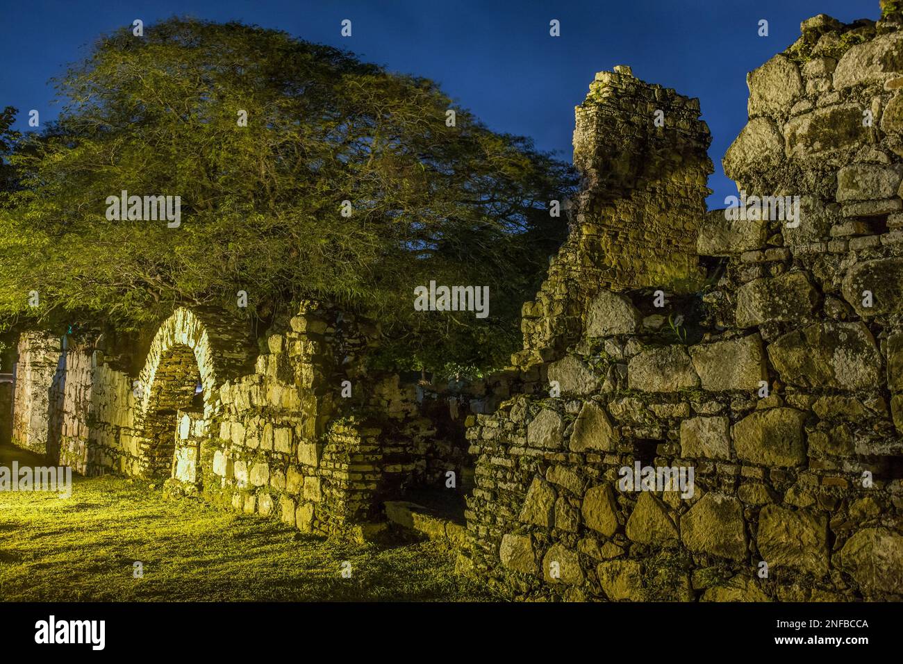 Ruins of the Casas Terrín in the ruins of Panama Viejo or Old Panama ...