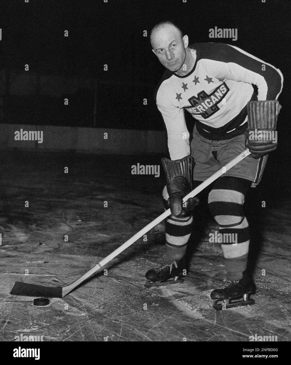 Eddie Shore of the New York Americans hockey team is pictured in 1940 ...