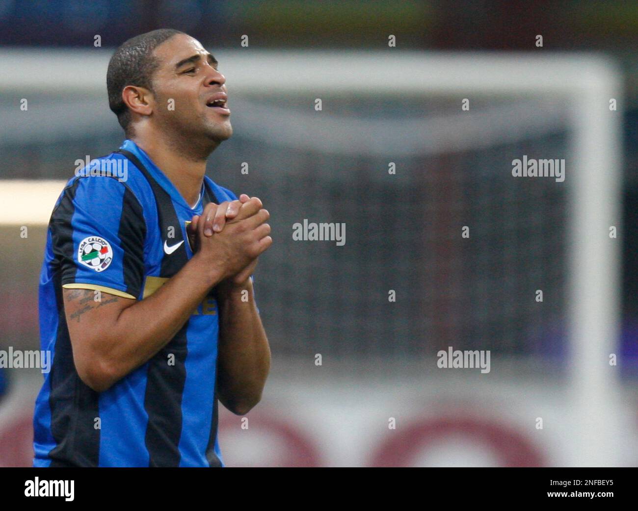 Inter Milan Brazilian forward Adriano reacts during a Serie A soccer ...