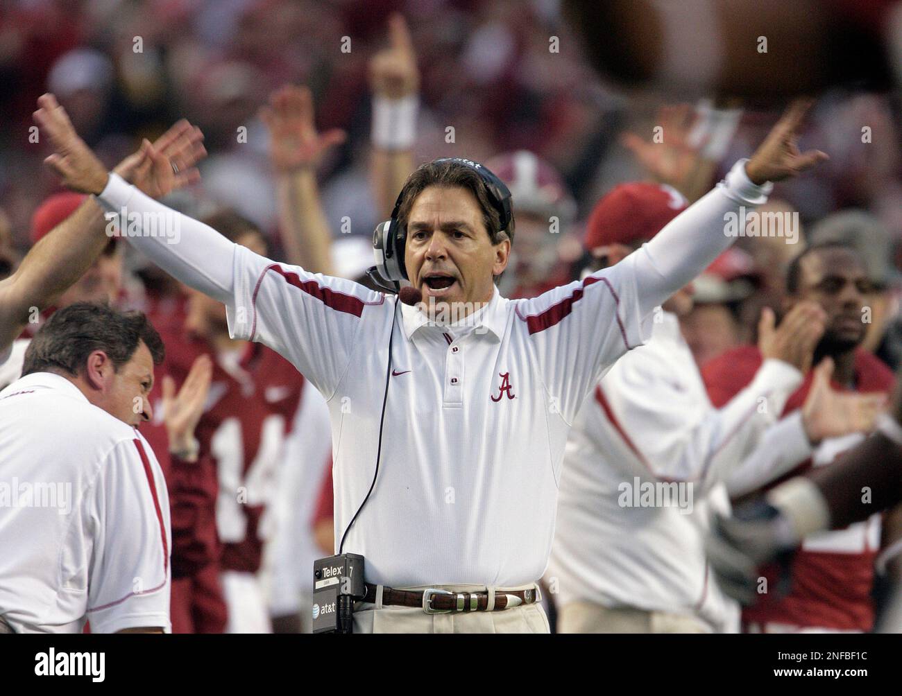 Alabama coach Nick Saban reacts during their NCAA football game against ...