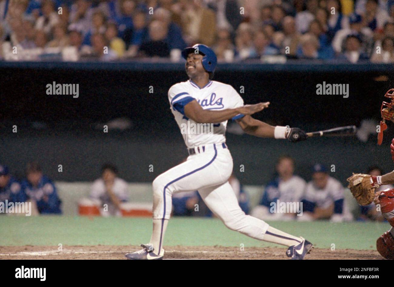 Kansas City Royals second baseman Frank White flies out during World ...