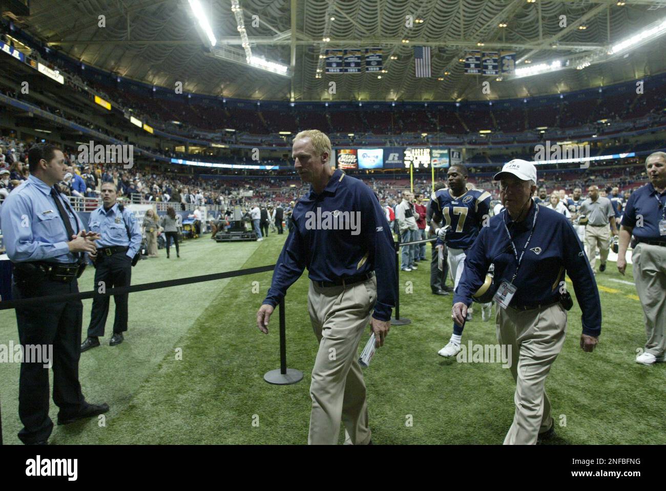 St. Louis Rams head coach Jim Haslett walks off the field following his ...