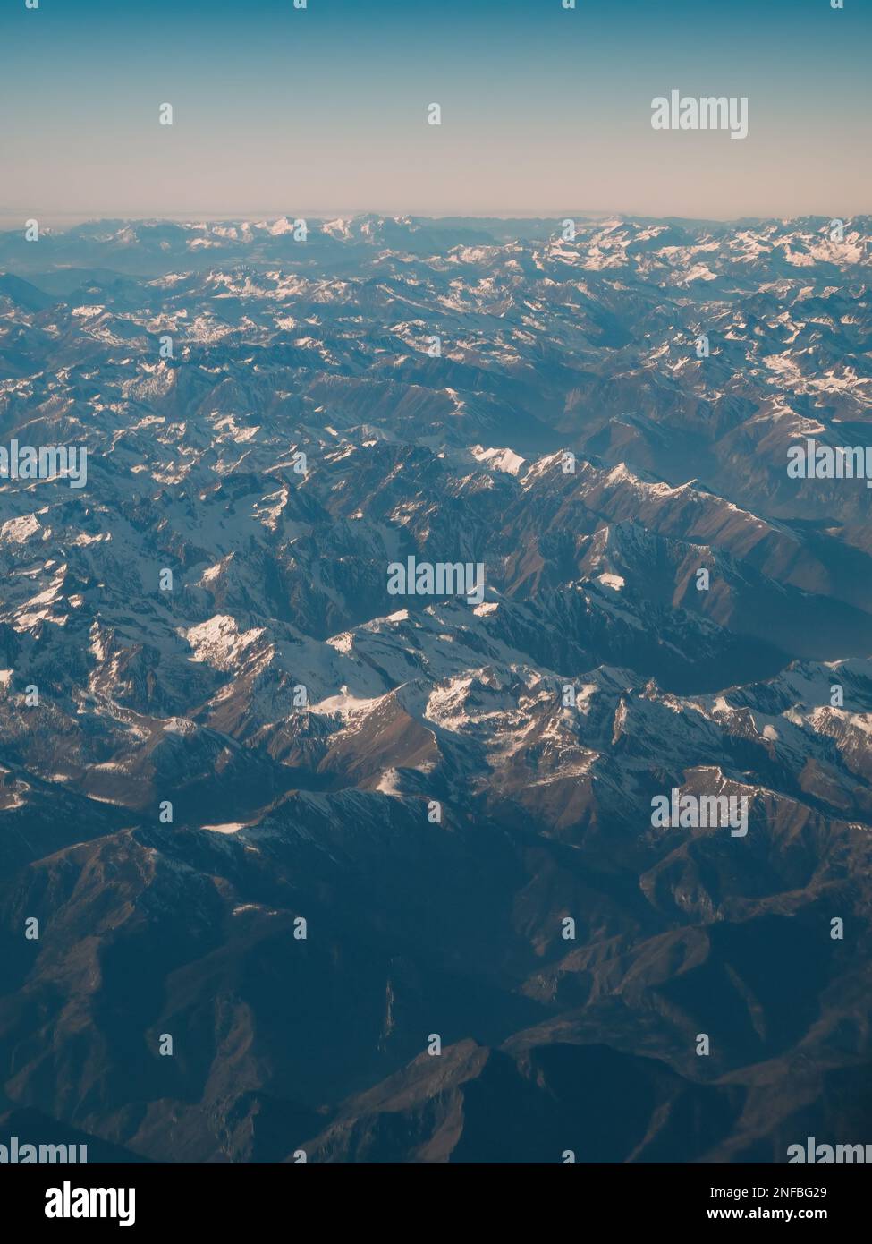 Amazingly beautiful panoramic aerial view of snow-capped mountain ...
