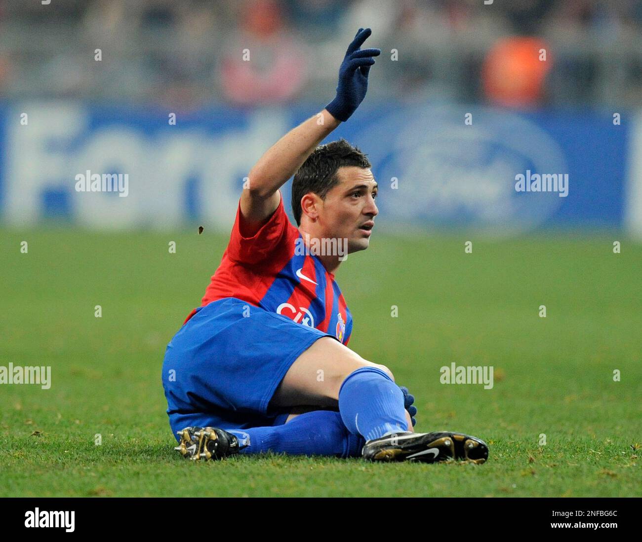 Bucharest player Dorin Goian reacts during the UEFA Champions League ...