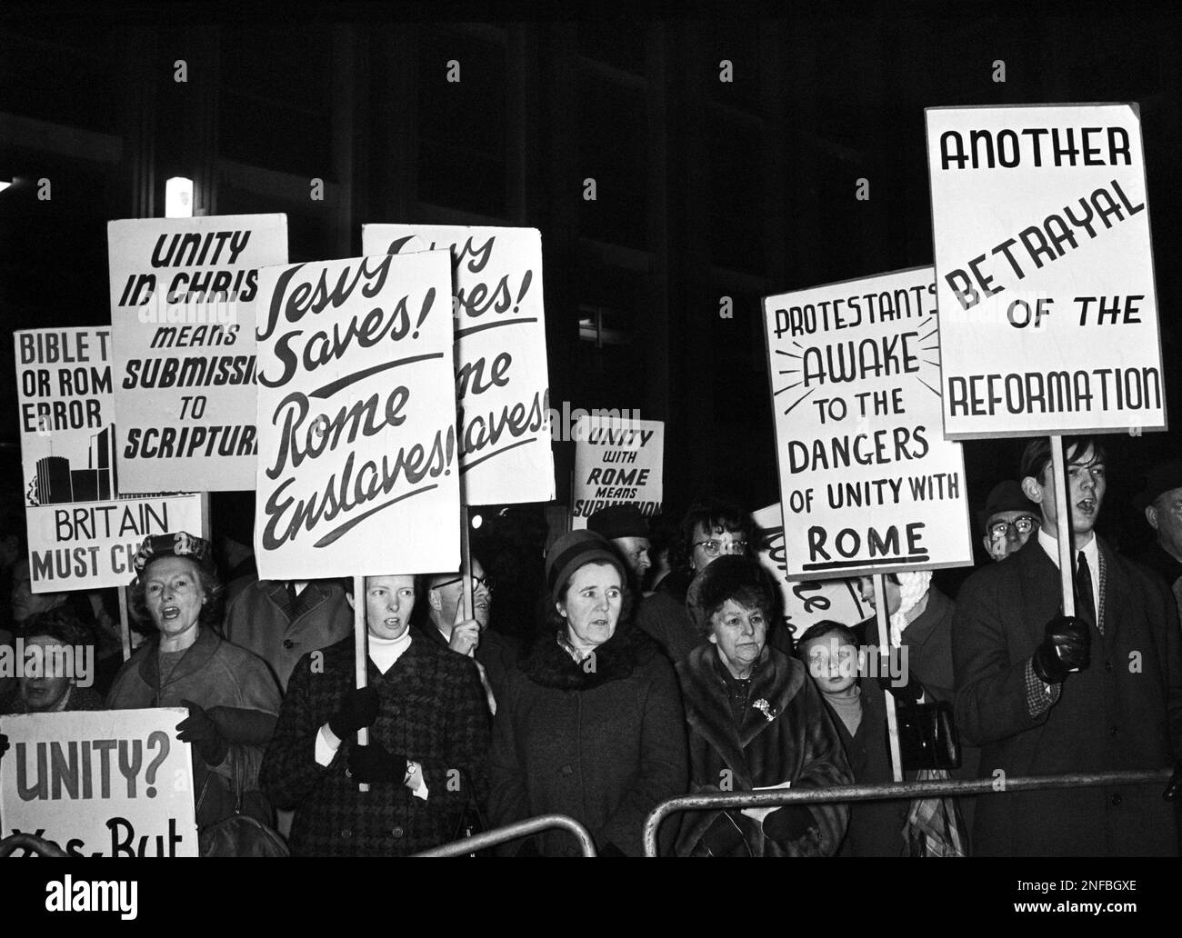 Members of the British Council of Protestant Christian Churches wave ...