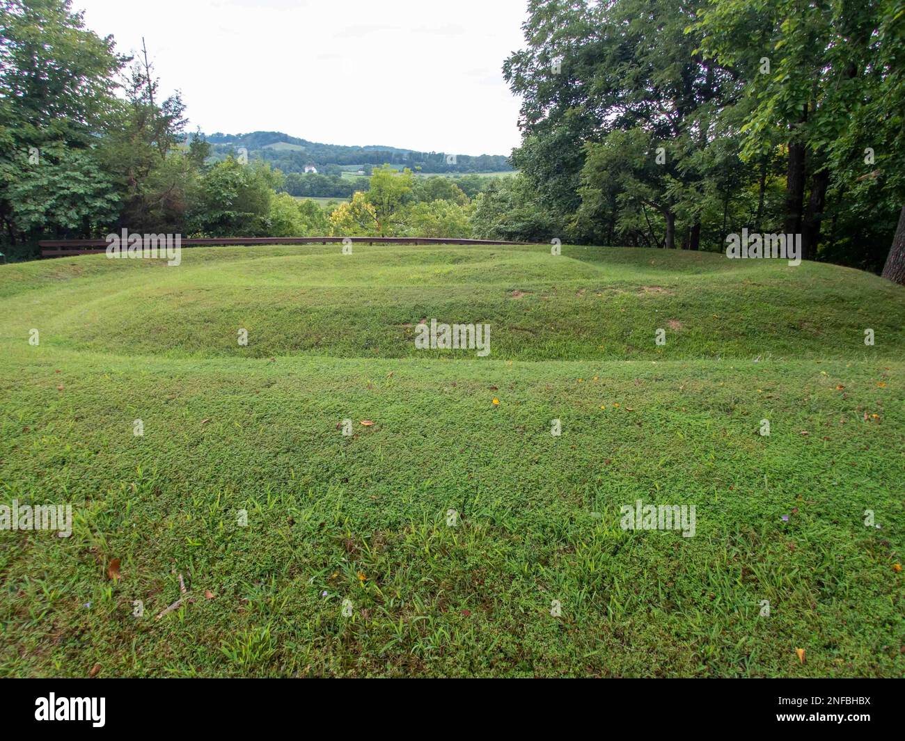 Side view closeup of the coiled tail of the snake at Serpent Mound in ...