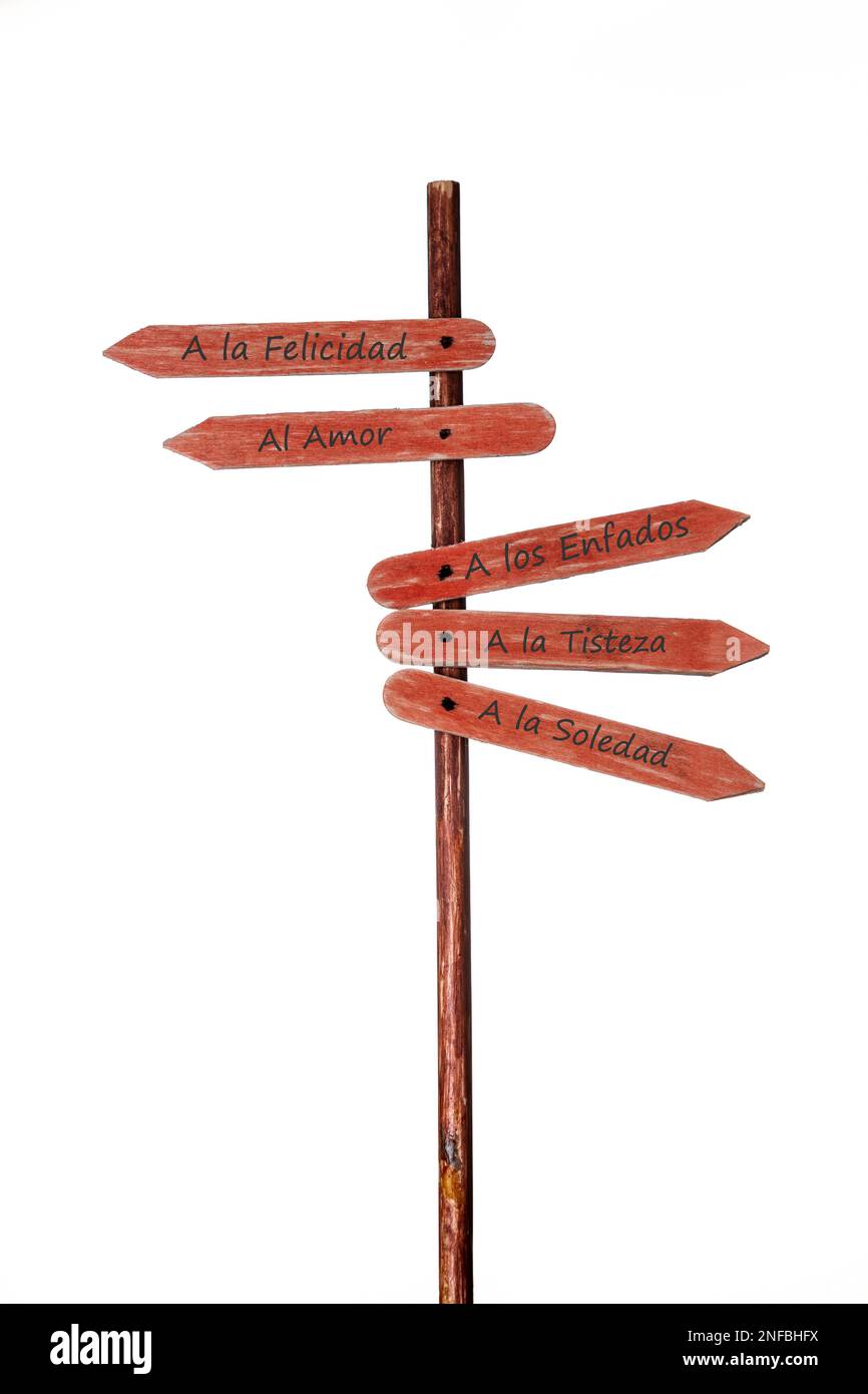 Signpost with four arrows pointing to multiple directions Stock Photo ...