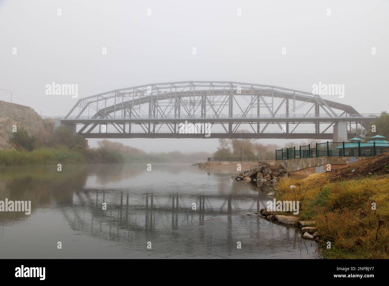 Colorado River bridge at Yuma Az in fog Stock Photo - Alamy