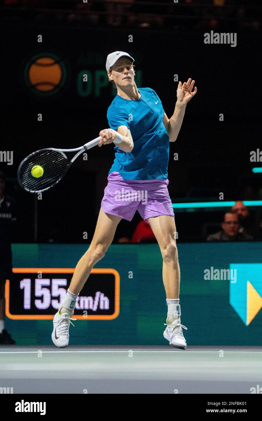 ROTTERDAM, THE NETHERLANDS - FEBRUARY 16 : Jannik Sinner of Italy in ...