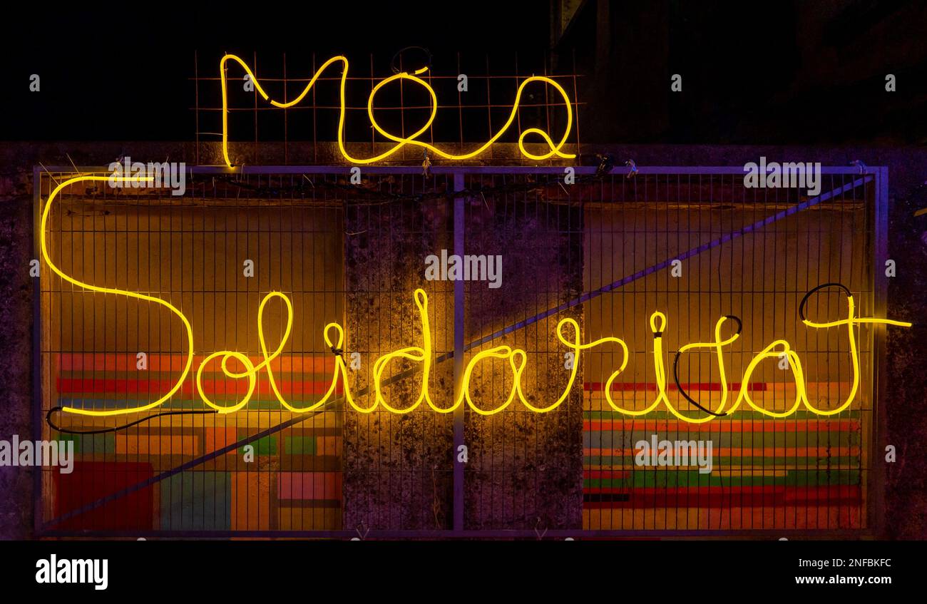 Illuminated words made with neon lights and yellow LEDs. Jazz poster ...