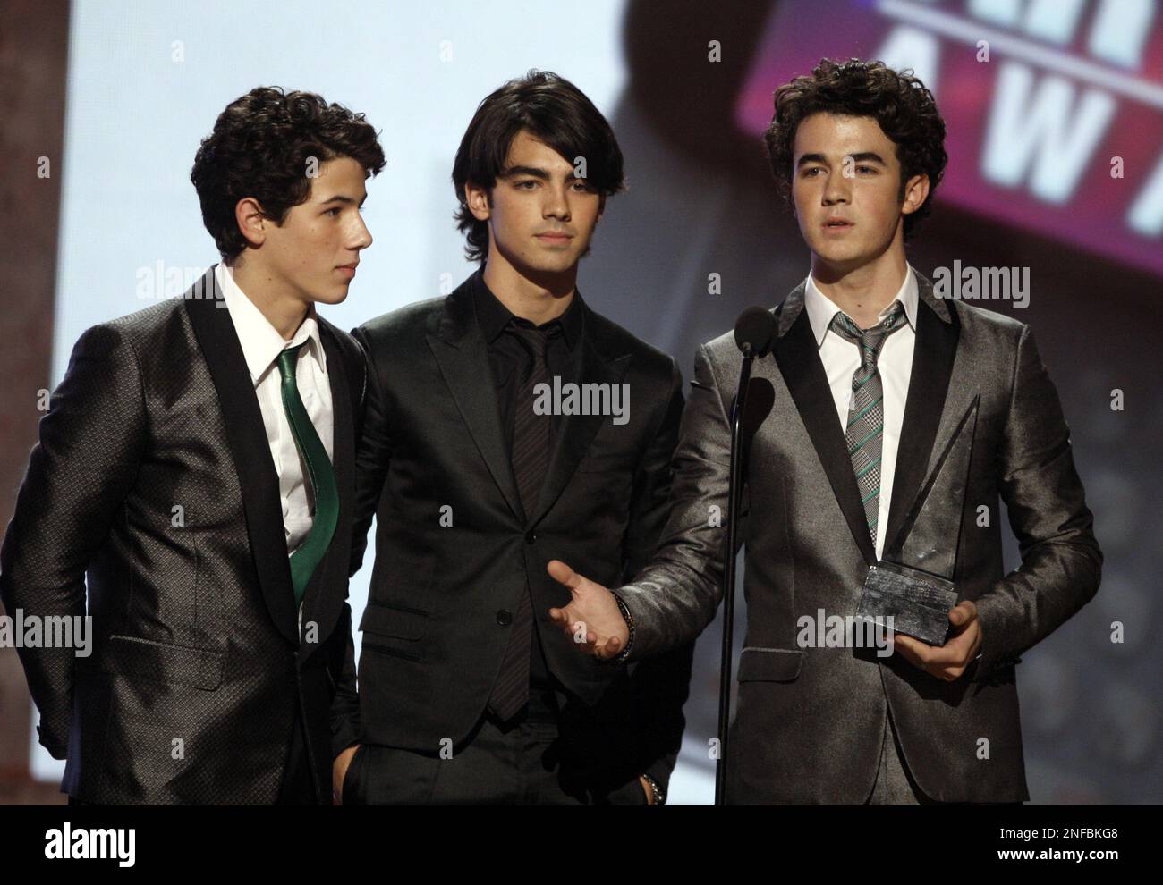The Jonas Brothers on stage at the American Music Awards in Los Angeles ...