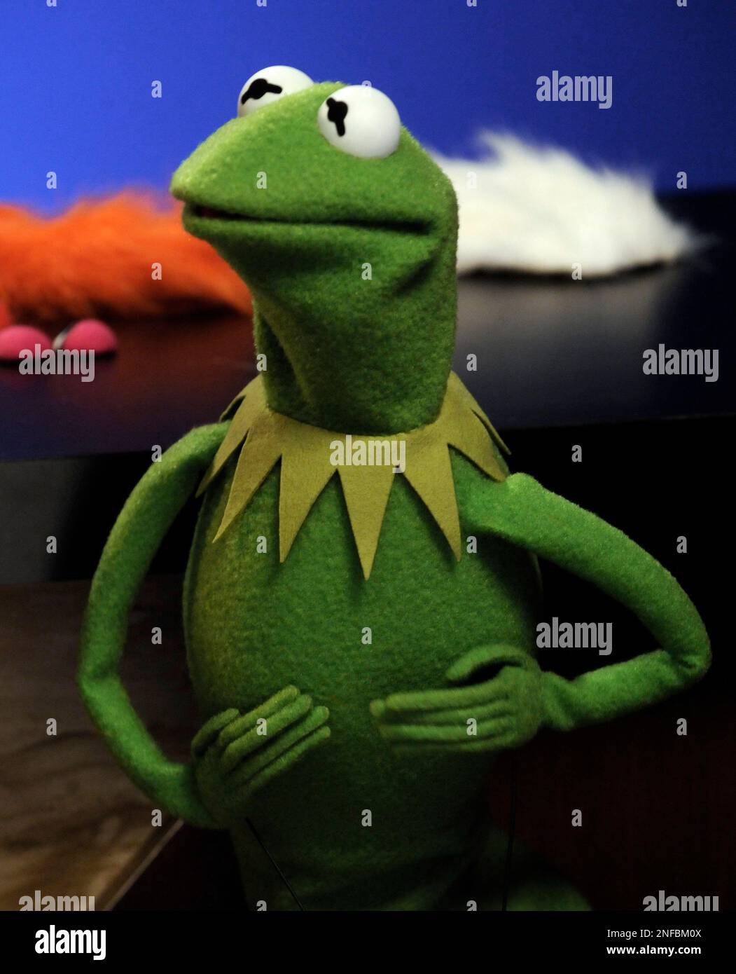 Muppet Kermit the Frog makes a television appearance in New York ...