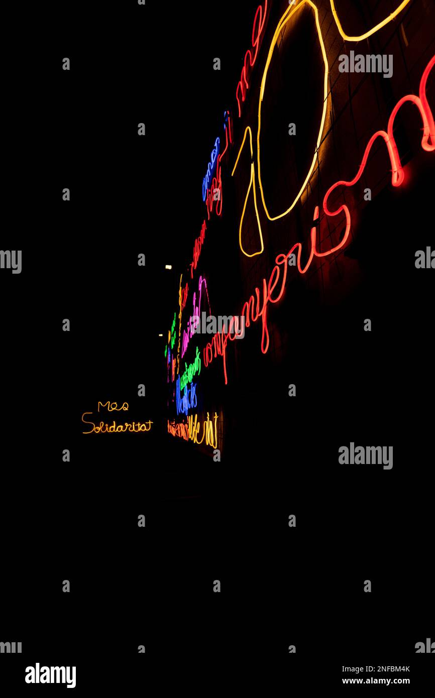 Illuminated letters and words made with neon lights and LEDs of many ...