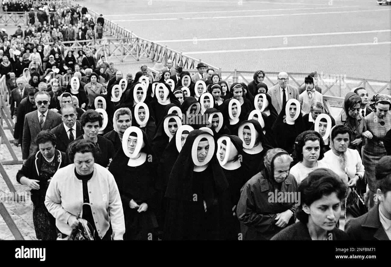 Nuns stand in line in St. Peter's Square in Vatican City, June 6, 1963 ...