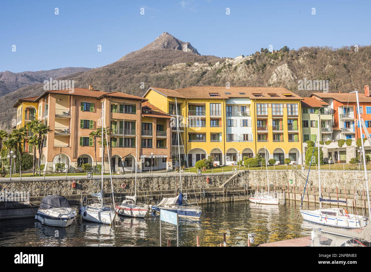 Cannero, Italy - 02-05-2023: the beautiful little port of Cannero with ... Cannero, Italy - 02-05-2023: the beautiful little port of Cannero with ...
