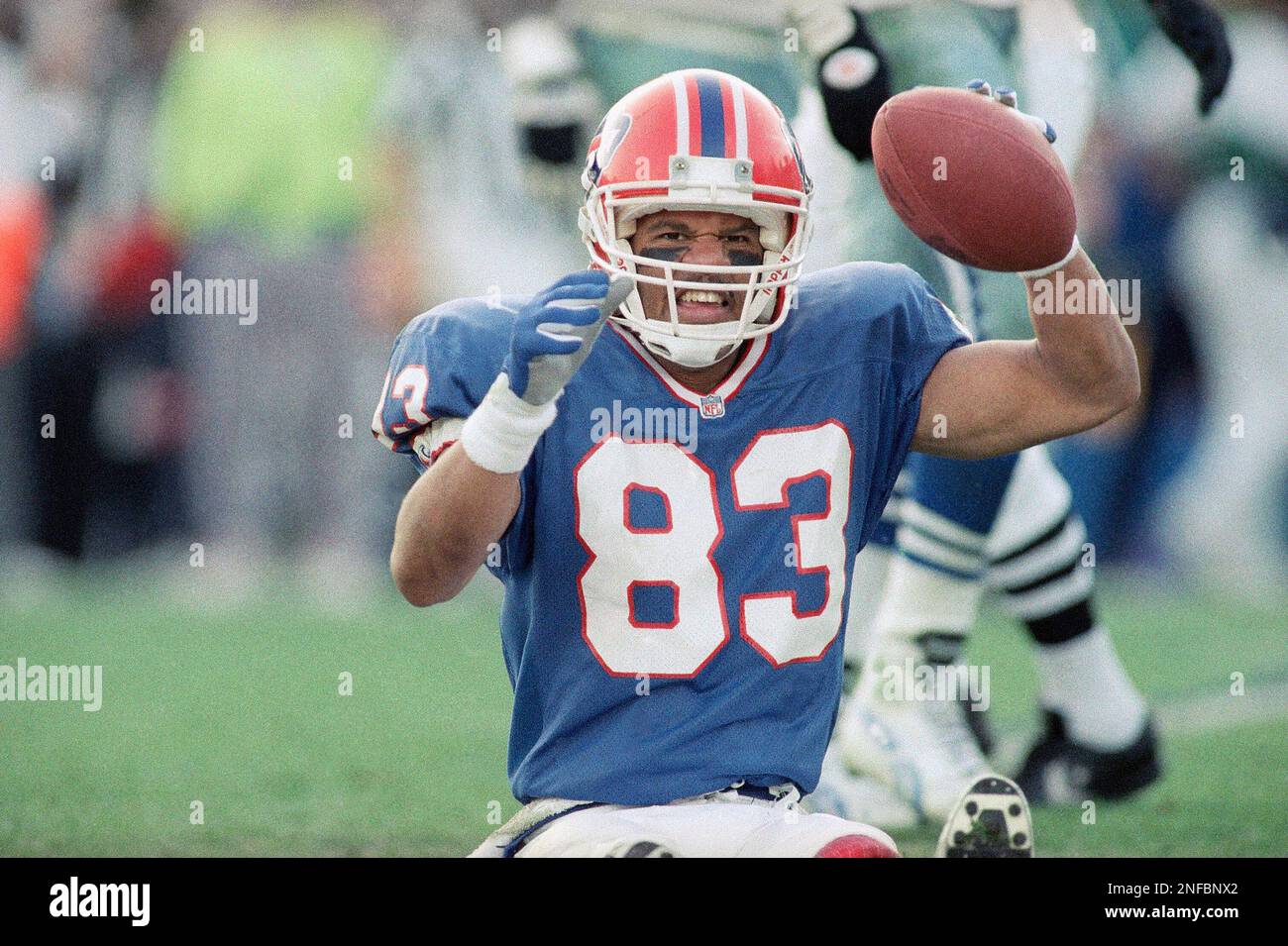 Buffalo Bills wide receiver Andre Read celebrates while still on the ...