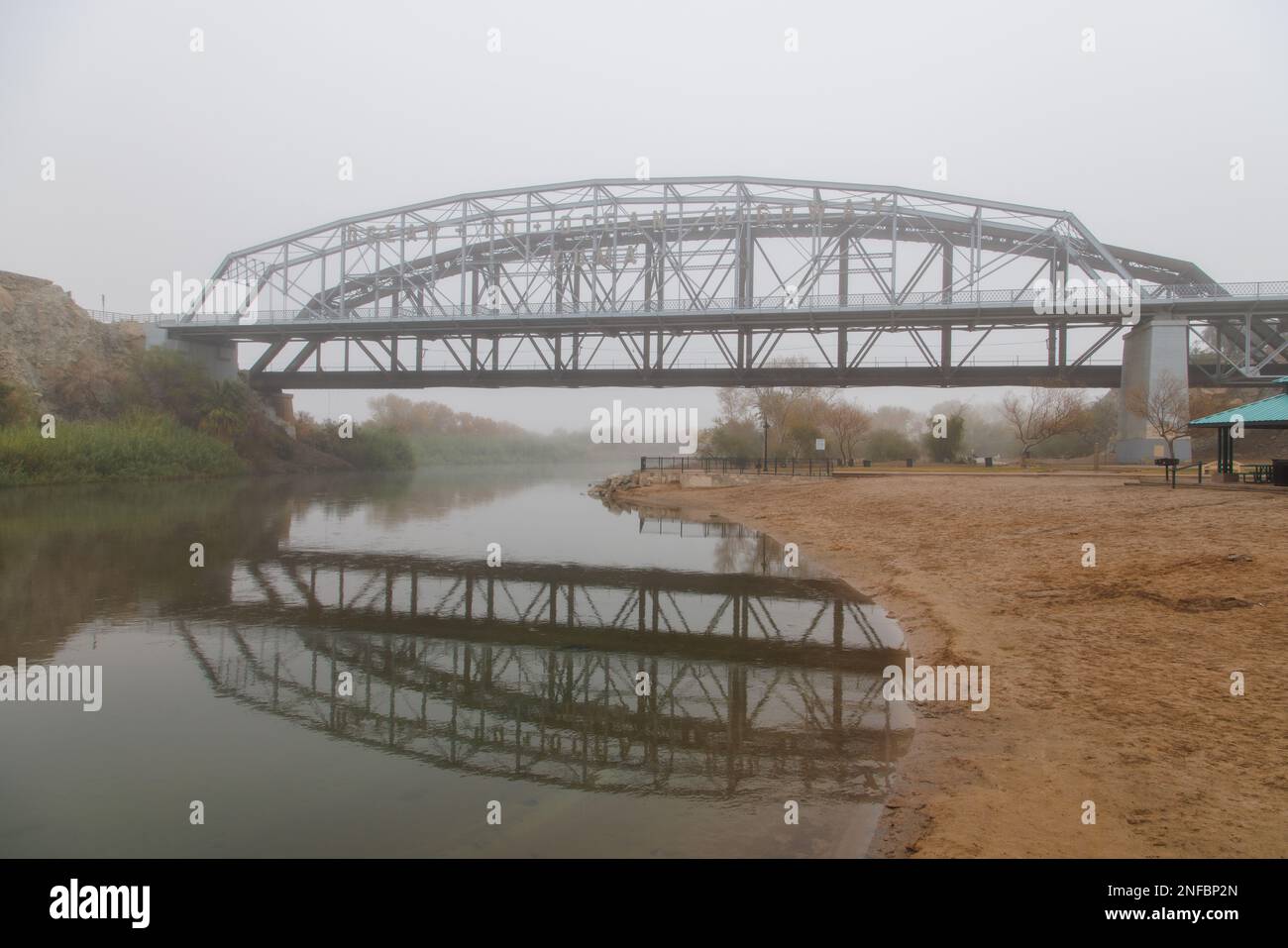 Colorado River bridge at Yuma Az in fog Stock Photo - Alamy