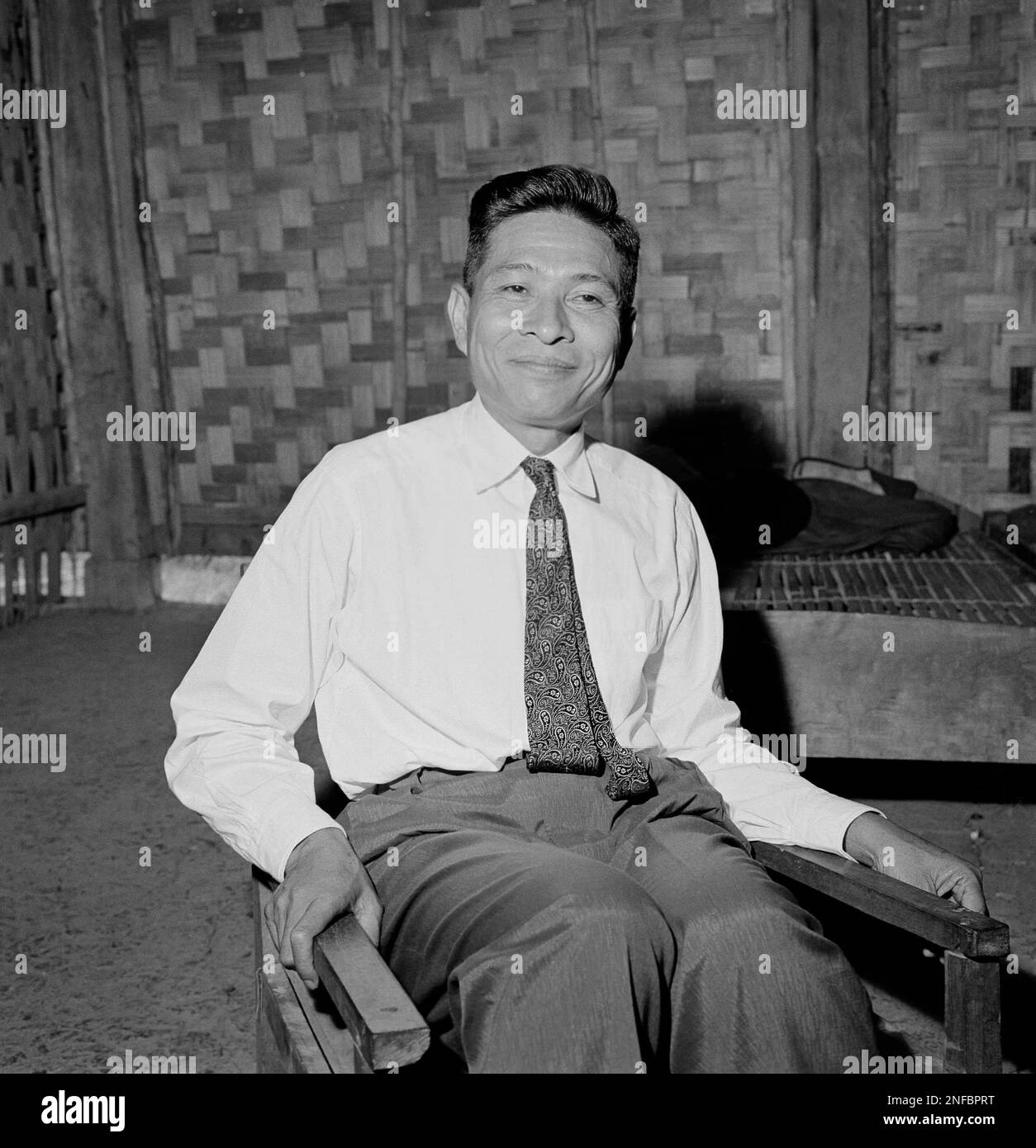 Pathet Lao chief delegate Nouhak Phoumsavan is pictured at truce talks ...
