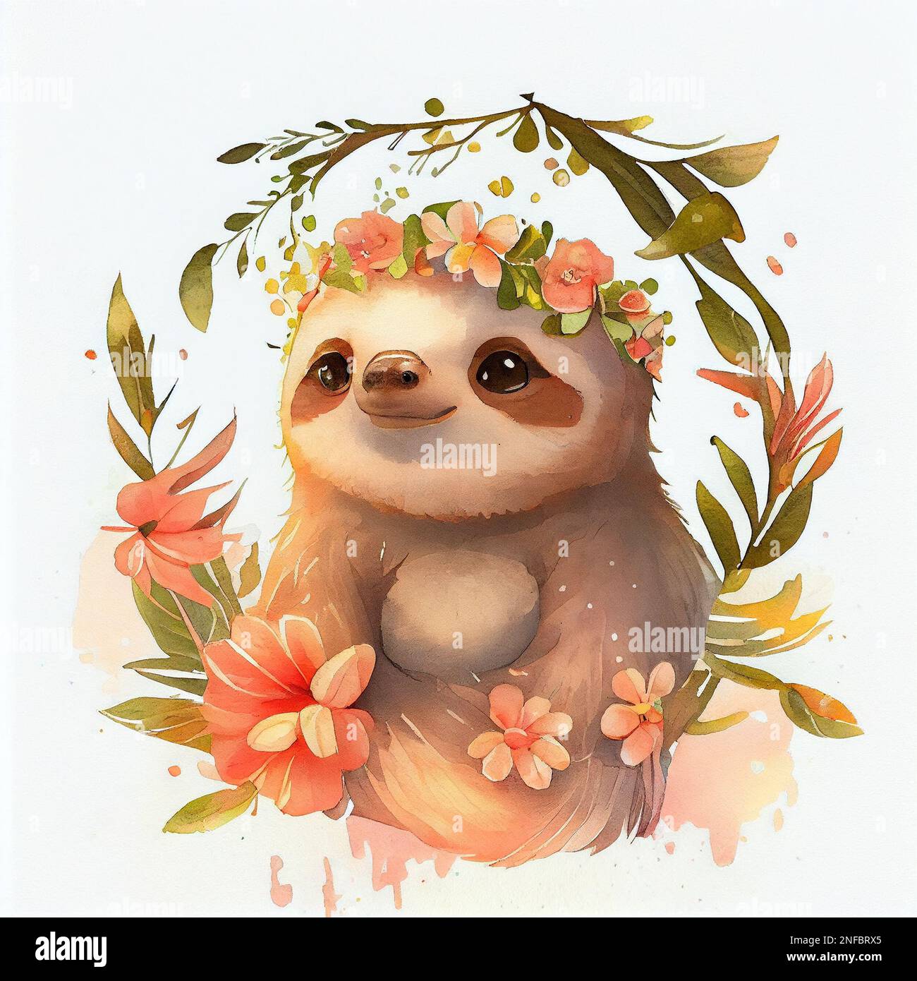 Watercolor sloth hi-res stock photography and images - Alamy