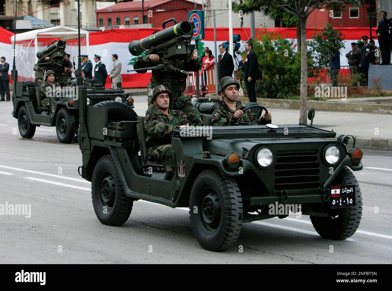 Lebanese soldiers from the rocket launcher units, sit on their military ...
