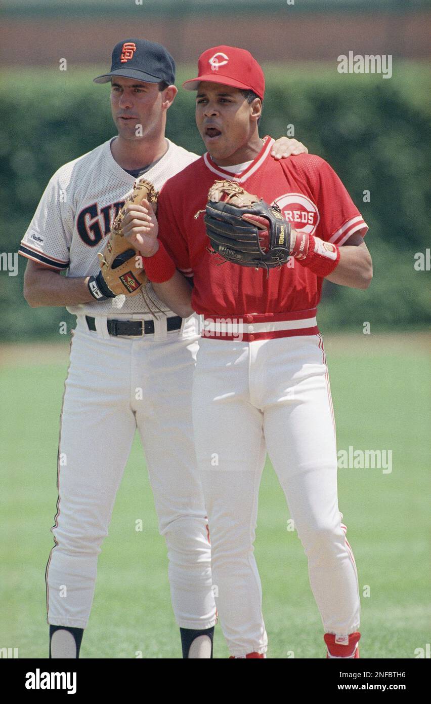 Will Clark, left, and Barry Larkin right, are shown during batting ...