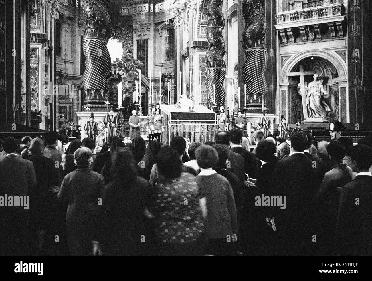 A crowd gathers in St. Peter's Basilica in Vatican City, June 5, 1963 ...