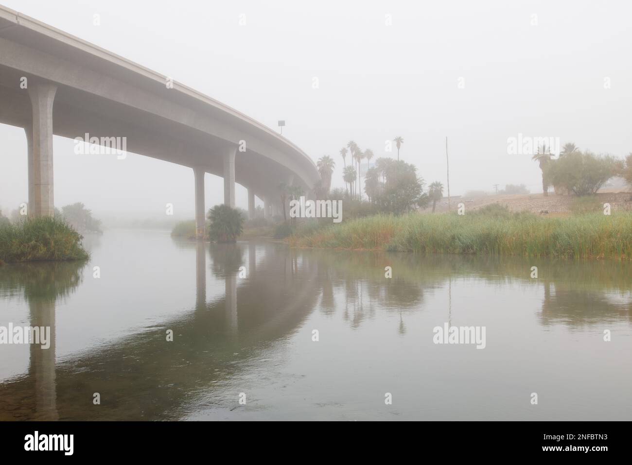 Colorado River bridge at Yuma Az in fog Stock Photo - Alamy