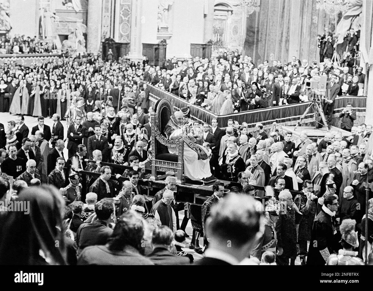 Pope John XXIII is carried on his portable throne as he leaves Saint ...
