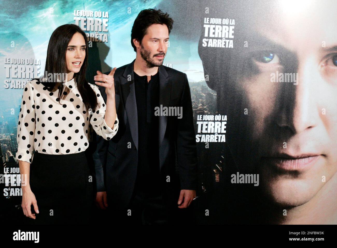 US actress Jennifer Connelly and actor Keanu Reeves are seen during a ...