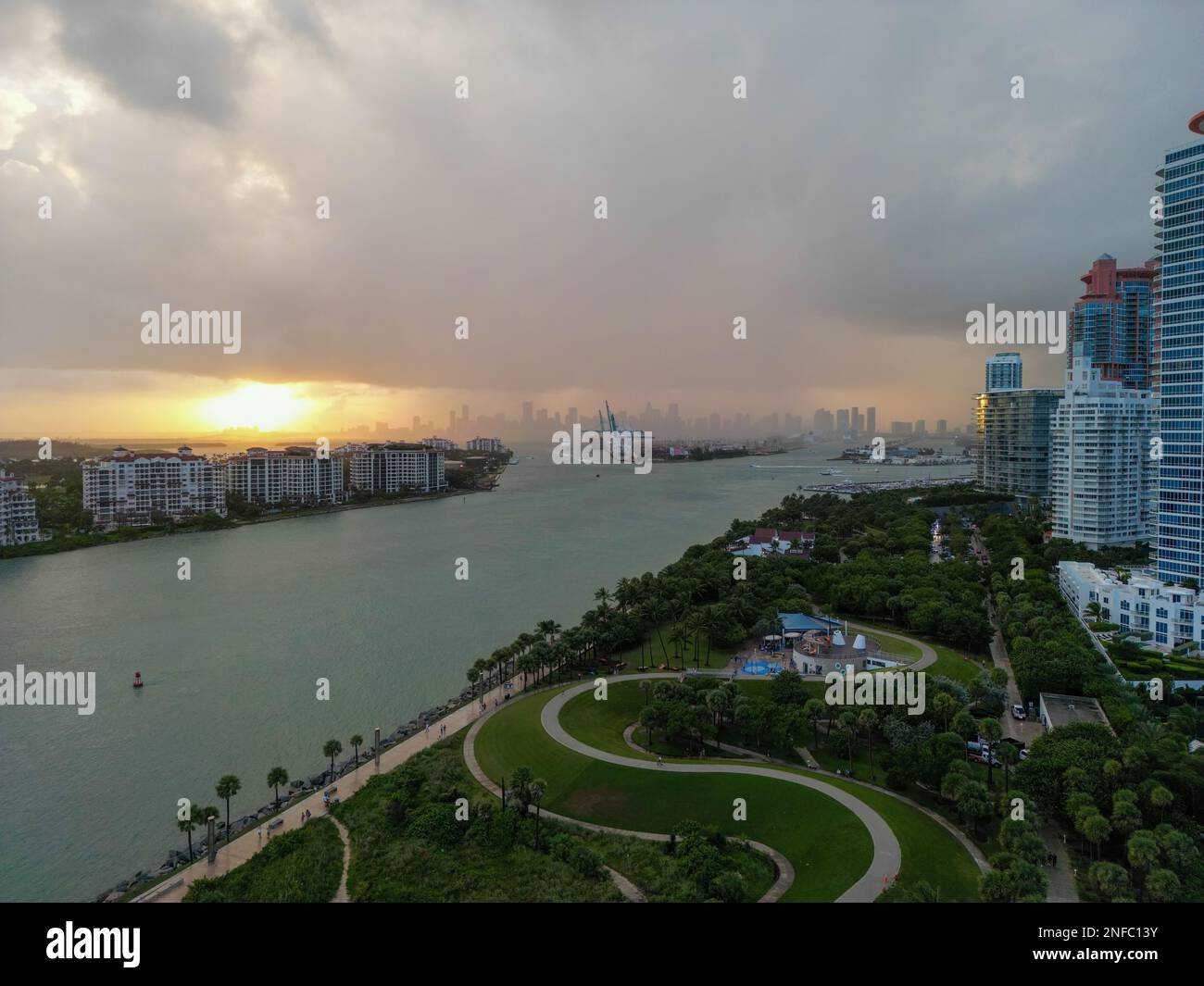 The sunset at Miami Beach. South of Fifth, Florida, USA Stock Photo - Alamy