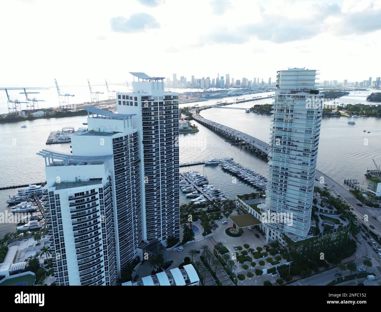 The modern buildings in the South of Fifth, Miami Beach. Florida, USA ...