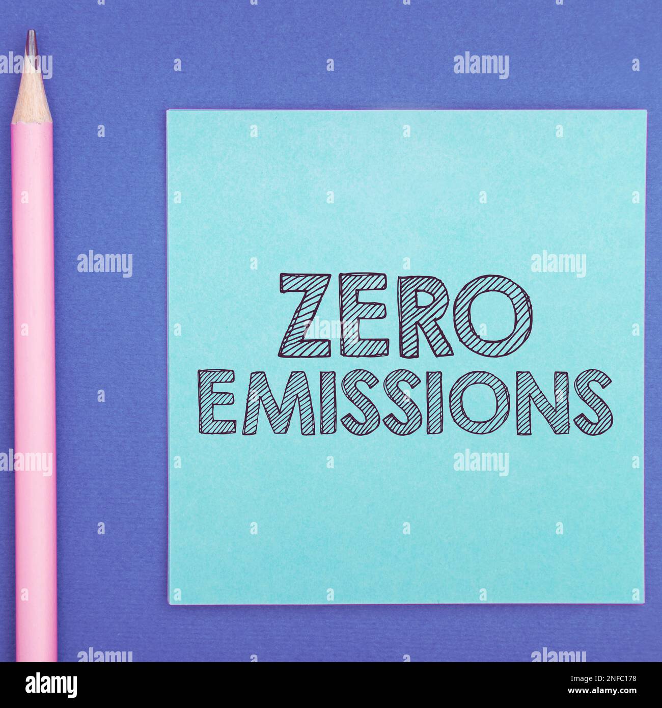 Text showing inspiration Zero Emissions, Word for emits no waste ...