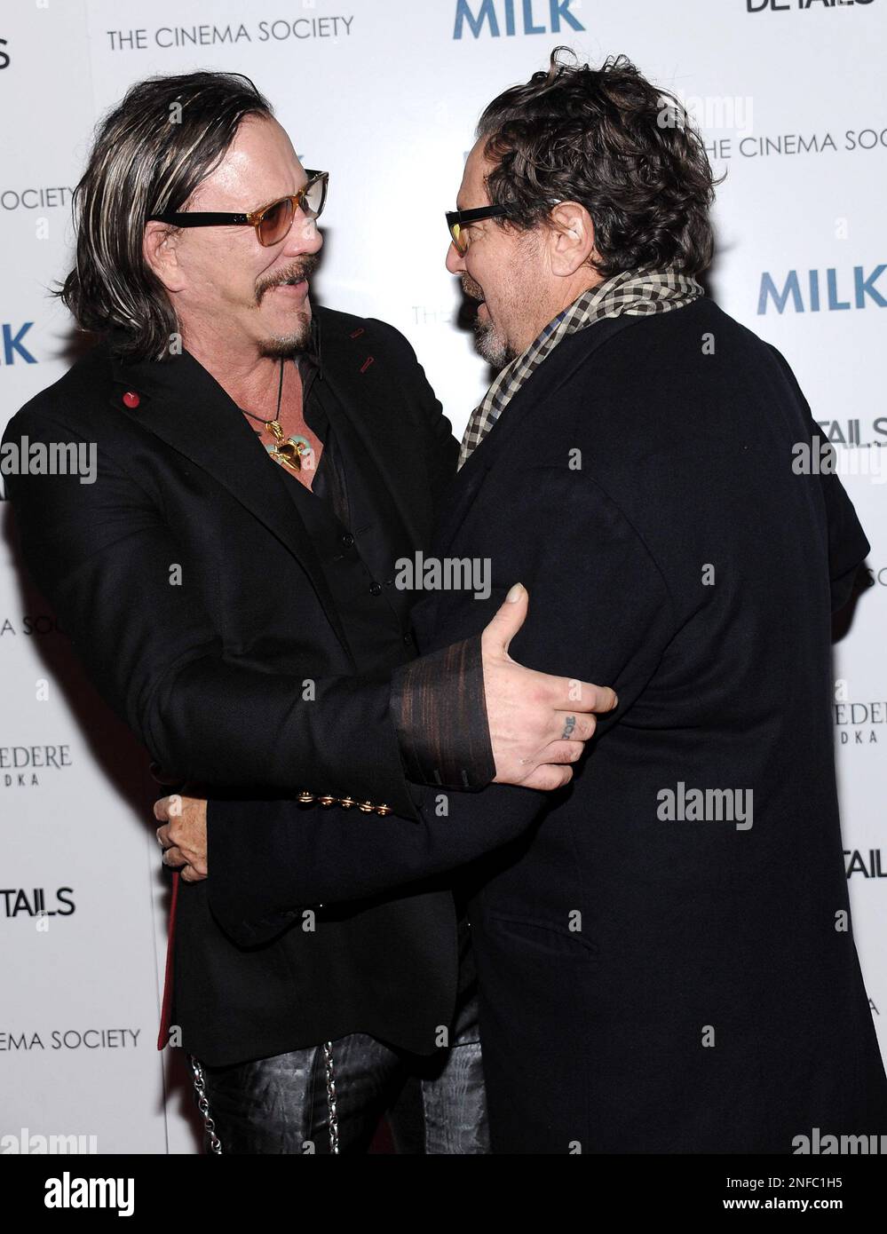 Actor Mickey Rourke, left, and director Julian Schnabel attend a ...