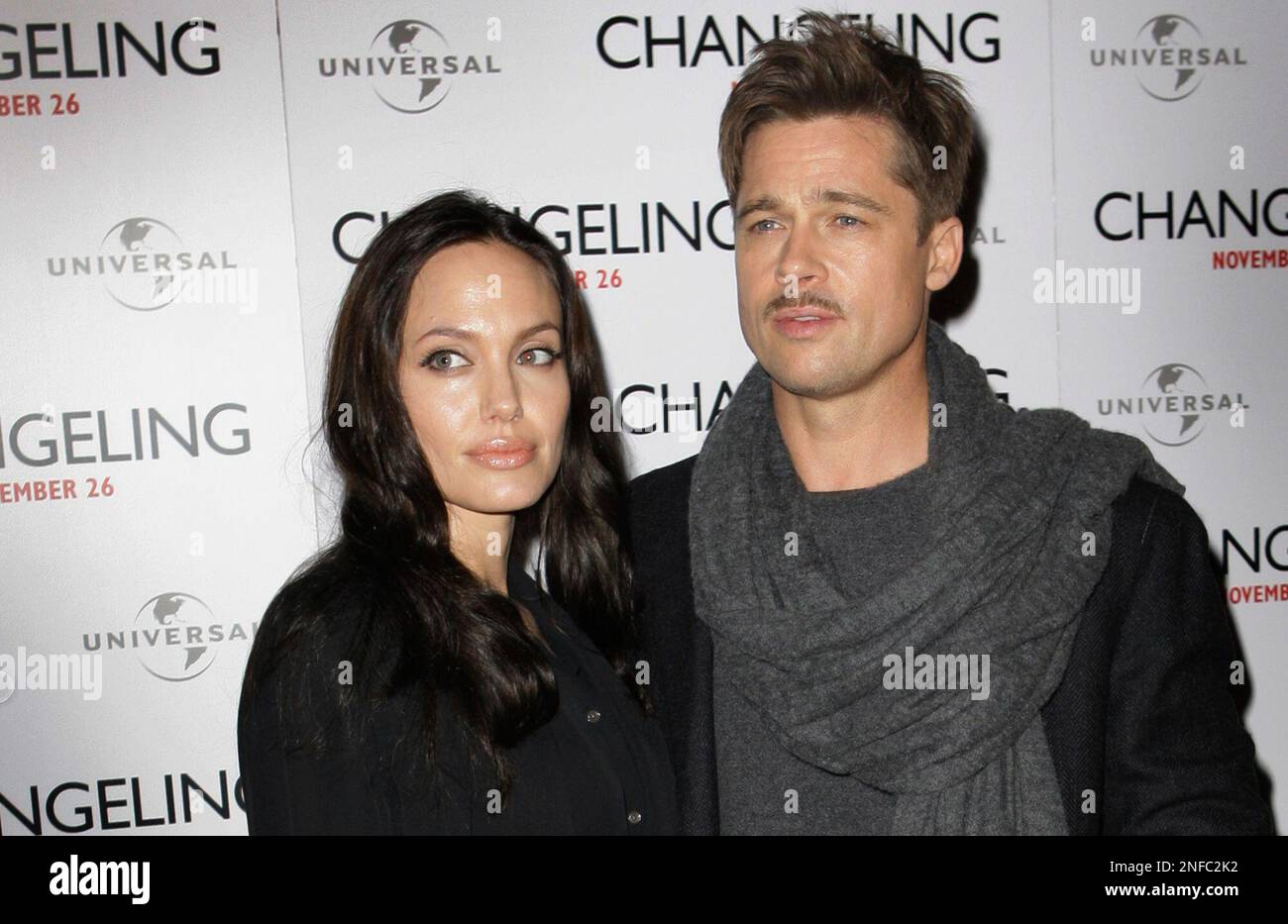 U.S. actors Brad Pitt and Angelina Jolie attend a screening of her film ...