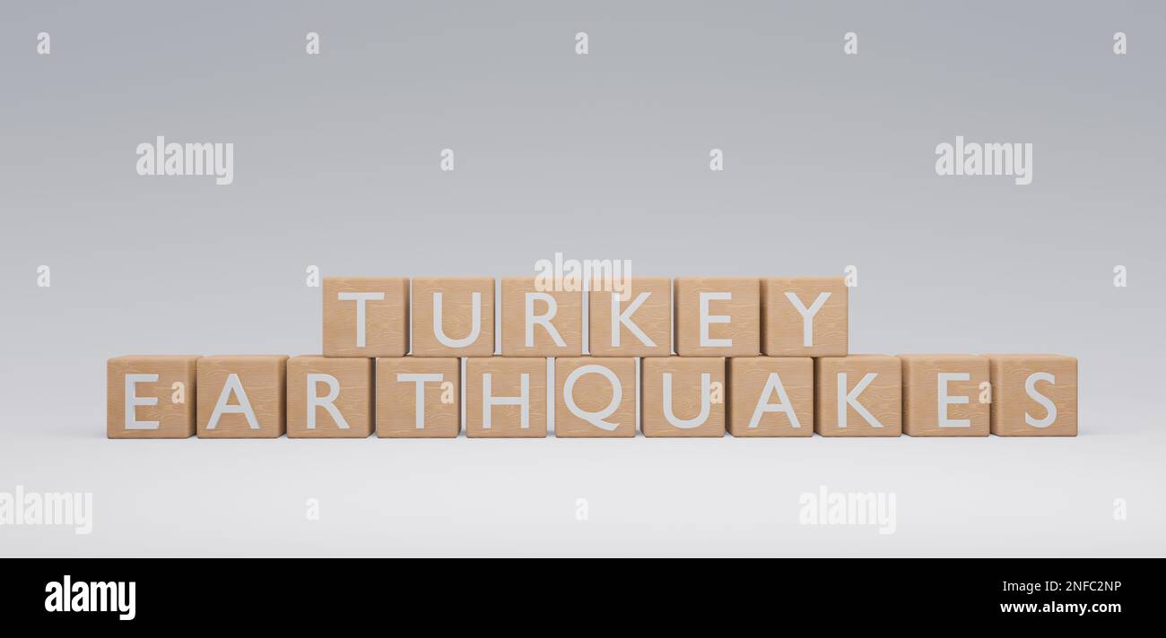 Wooden Cubes Earthquakes in turkey, Cubes with text Earthquakes turkey ...