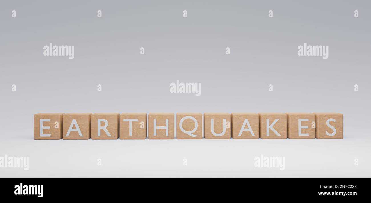 Wooden Cubes Earthquakes, Cubes with text Earthquakes. 3D work and 3D ...
