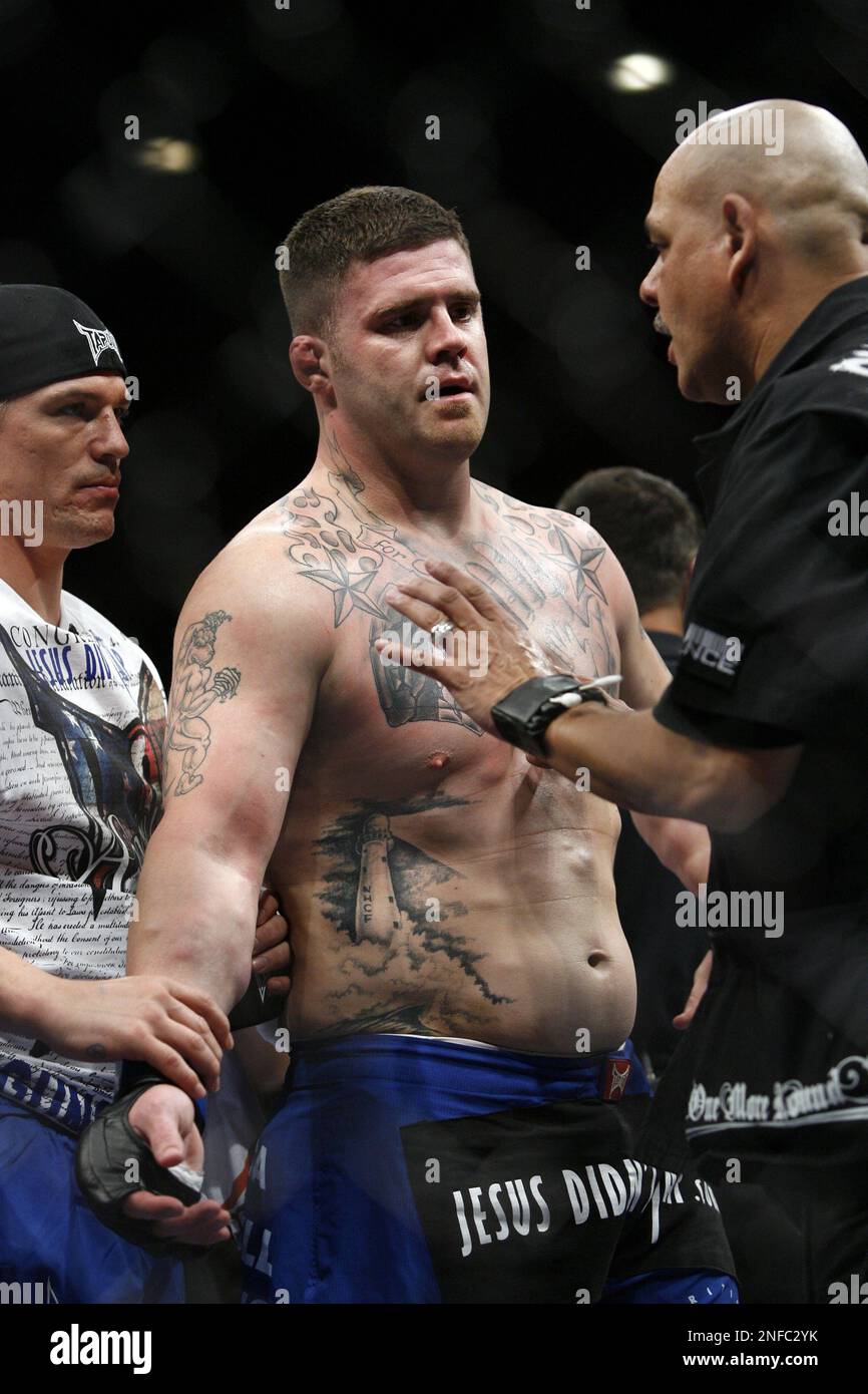 Josh Hendricks after being knocked out by Gabriel Gonzaga in their UFC ...