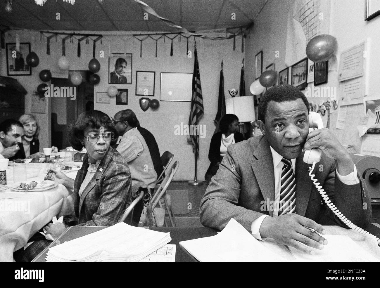 Democratic mayoral candidate W. Wilson Goode breaks off an Election Day ...