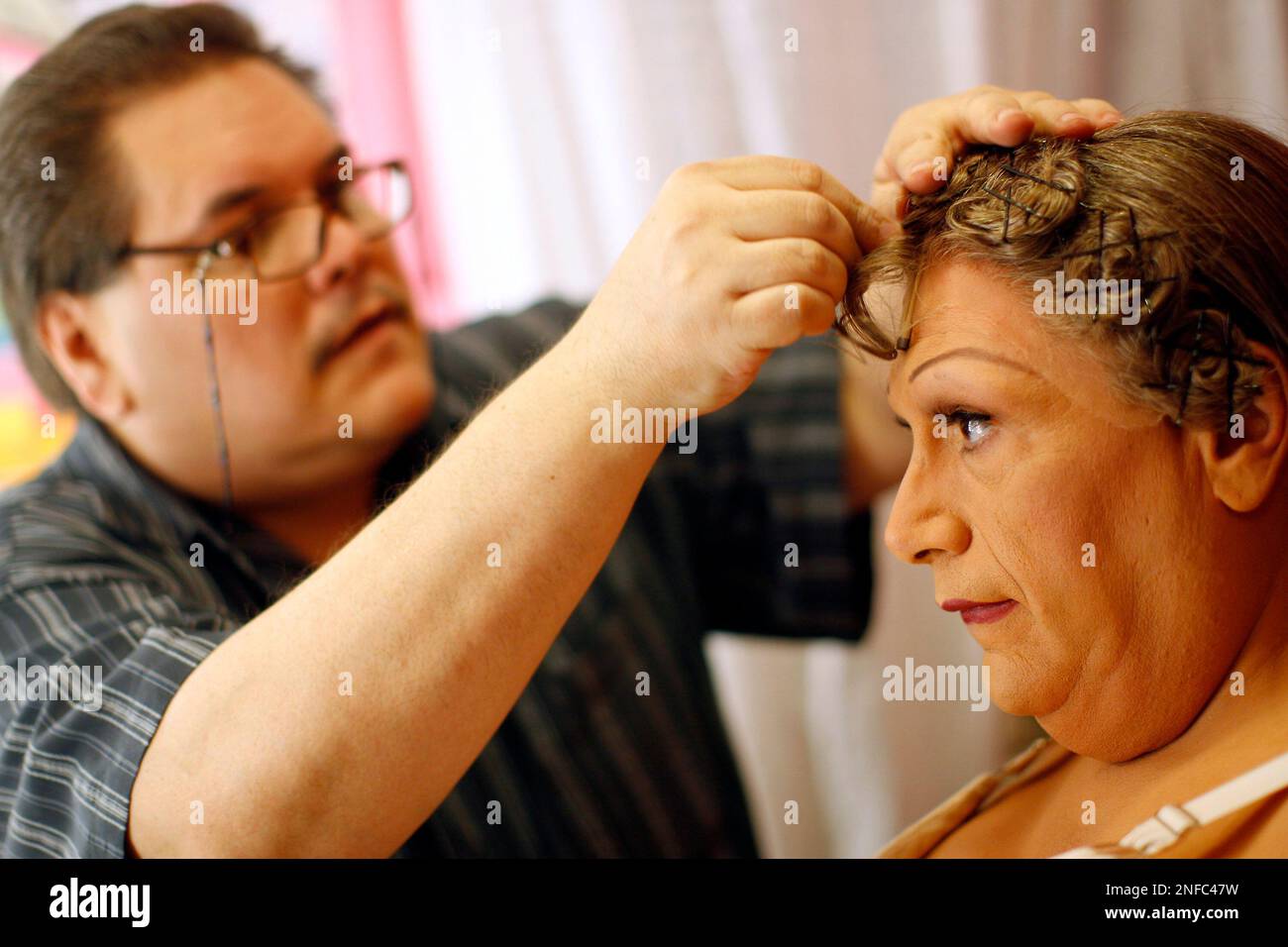 Actor Harvey Fierstein is prepped in his dressing room before a ...