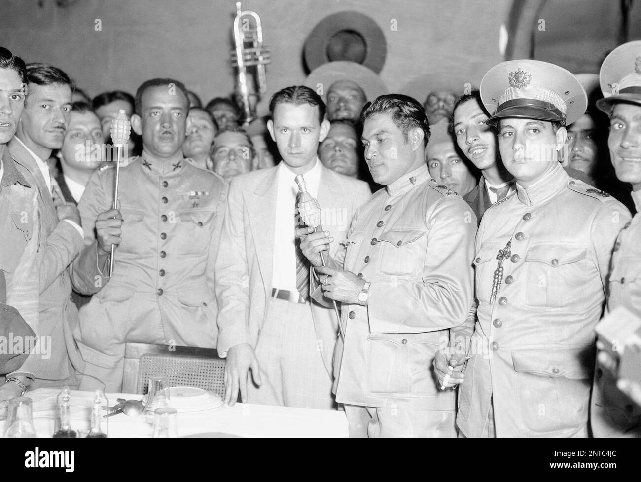 Col. Fulgencio Batista, in uniform with no hat, second from right ...