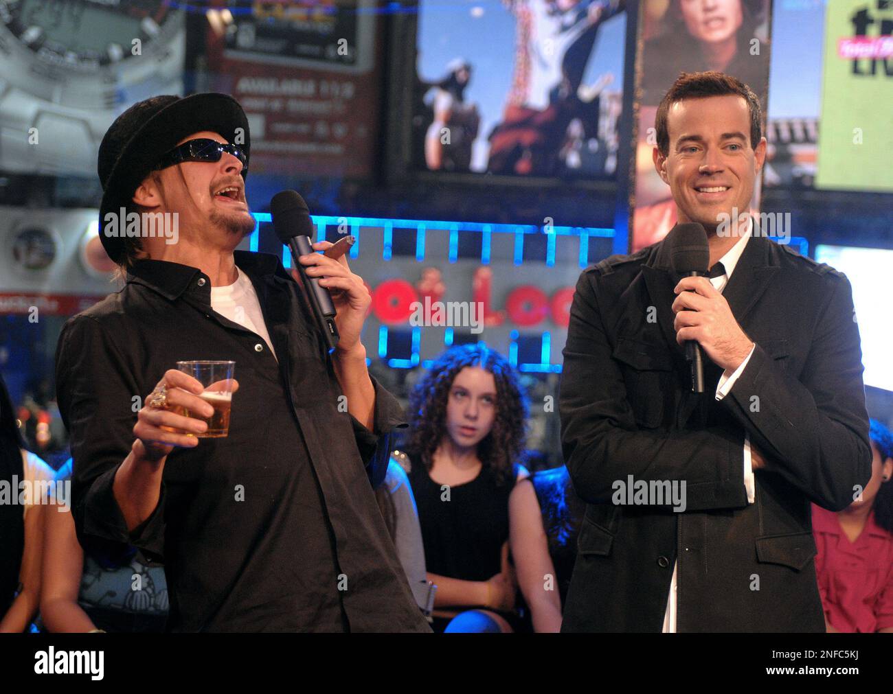 Former MTV VJ Carson Daly,right, and singer Kid Rock make an appearance ...