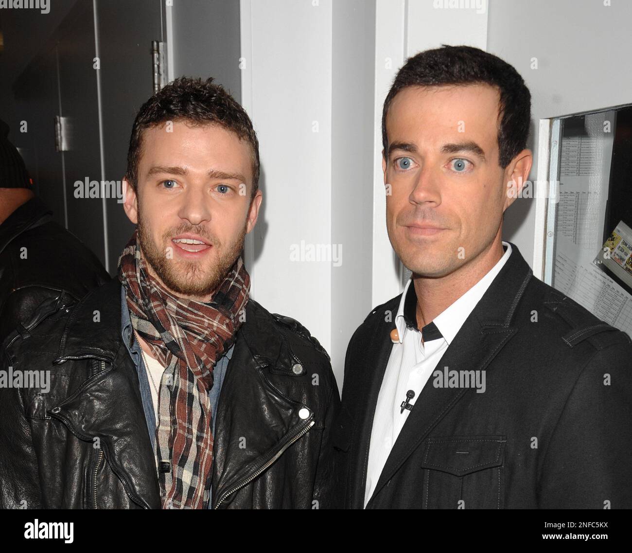 Singer Justin Timberlake,left, and former MTV VJ Carson Daly pose ...